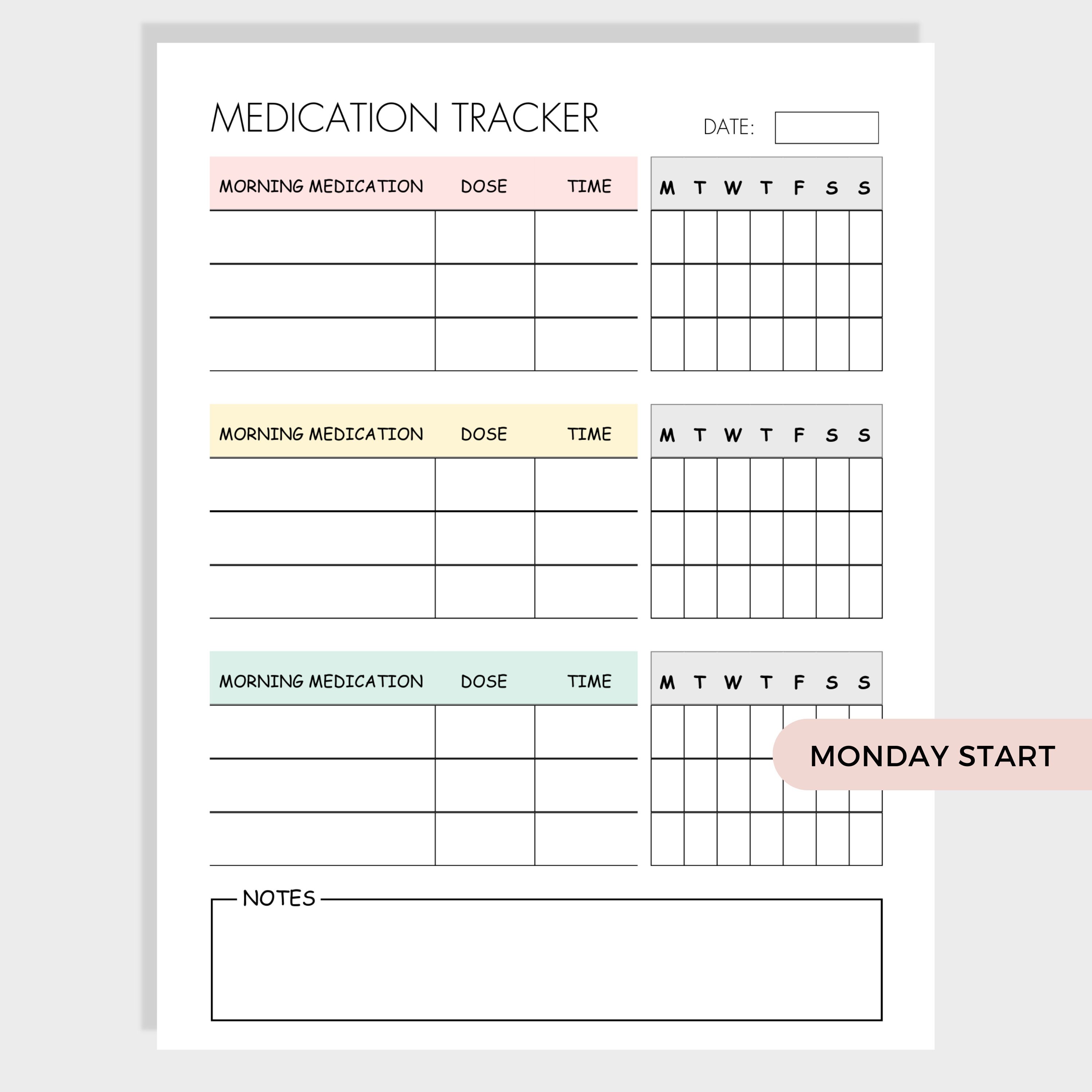 Medication Tracker, Medicine Log for Nurses and Caregivers, Printable ...
