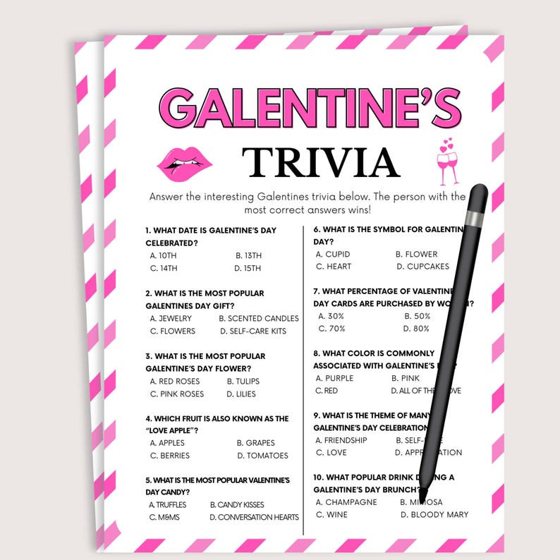 Galentines Day Trivia, Fun Galentines Games, Printable Galentines Party ...