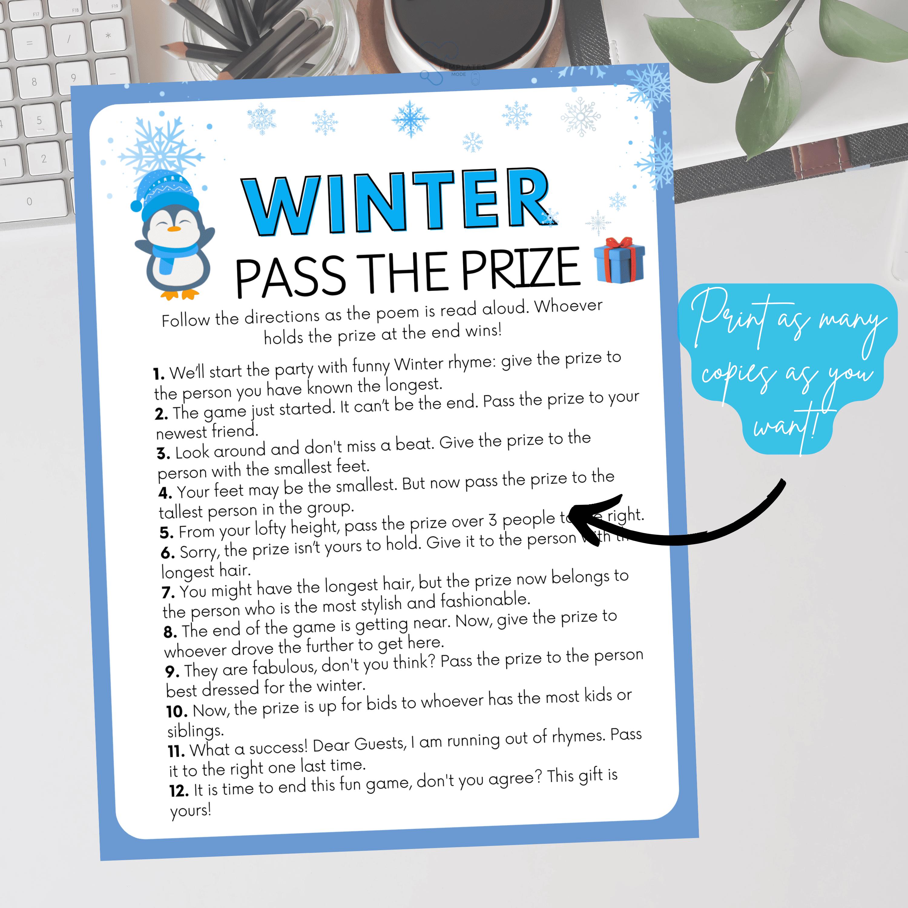 Winter Pass the Prize Game, Fun Winter Party Games for Groups, Winter ...