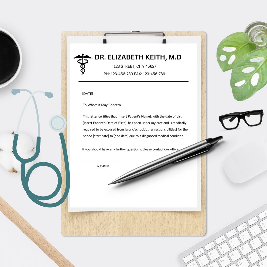 Doctor's Excuse Note, Sick Leave Letter, Medical Condition Letter for ...