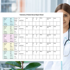 Nurse Report Sheet | Telemetry 5 Patient Nurse Report Sheet | Nurse ...