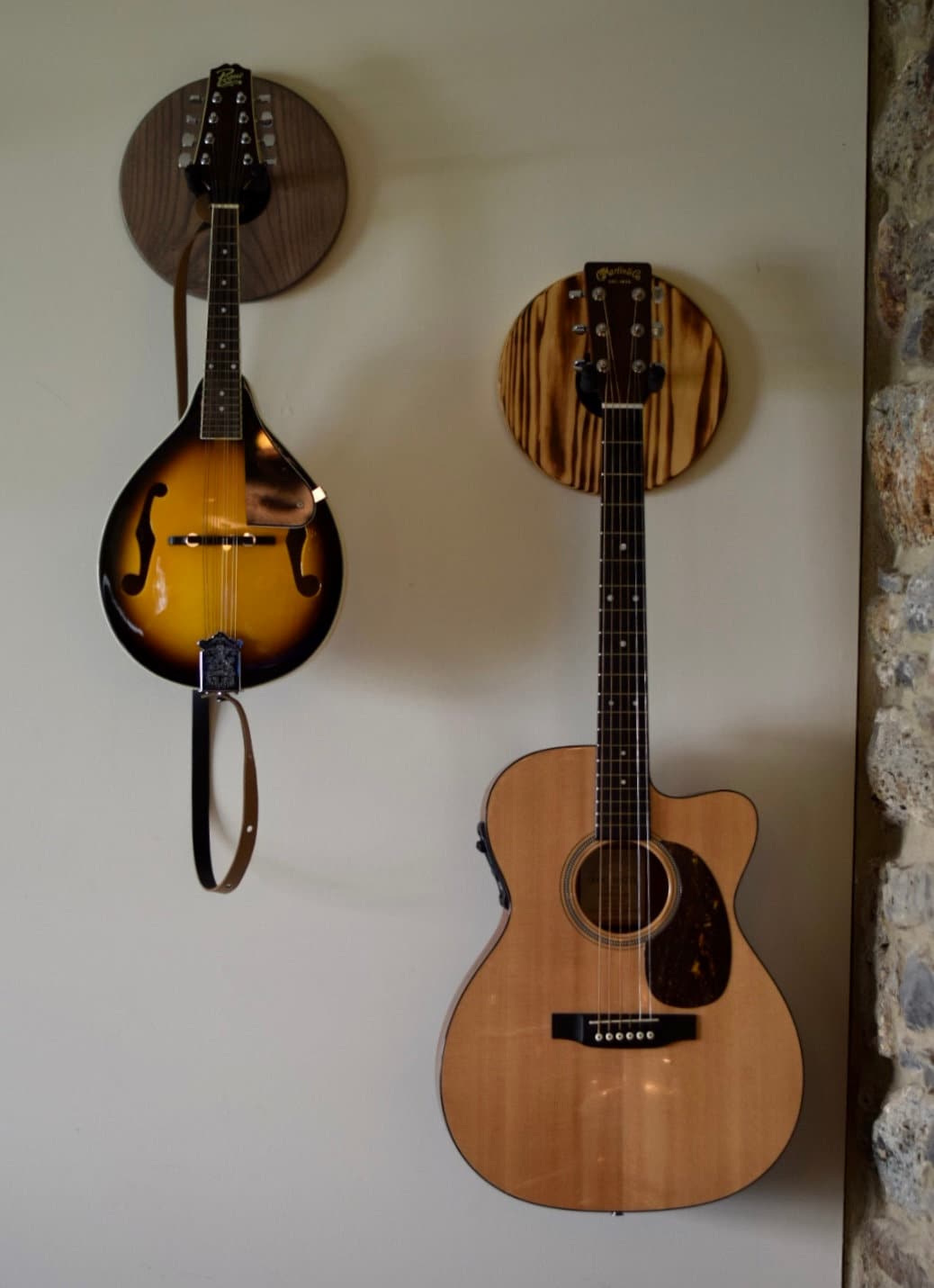 Wall-mount Instrument Holder, Curly Oak // Solid Wood Instrument ...