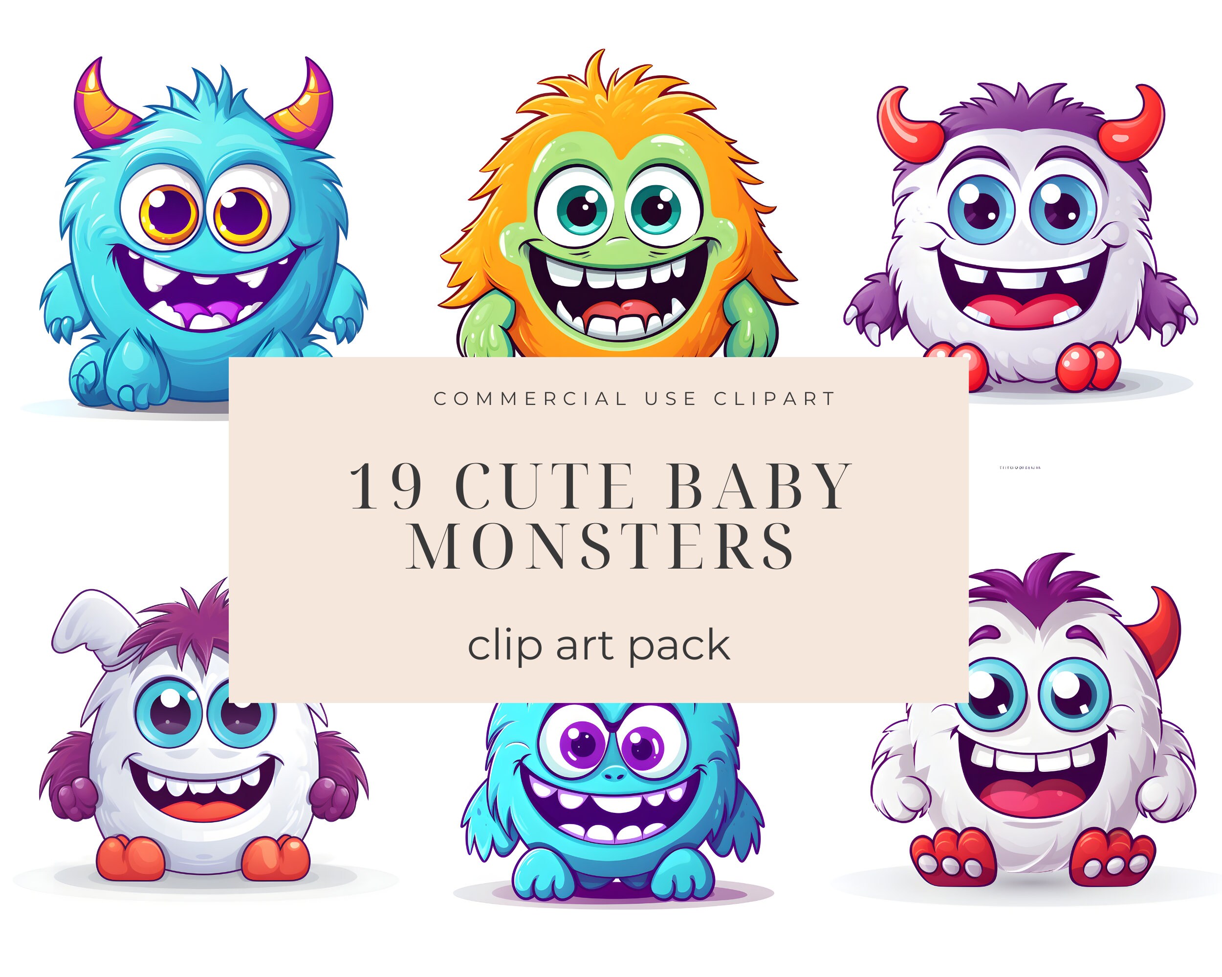 Monster Clipart | Cute Monster | Pocket Monsters | Monster Bundle ...