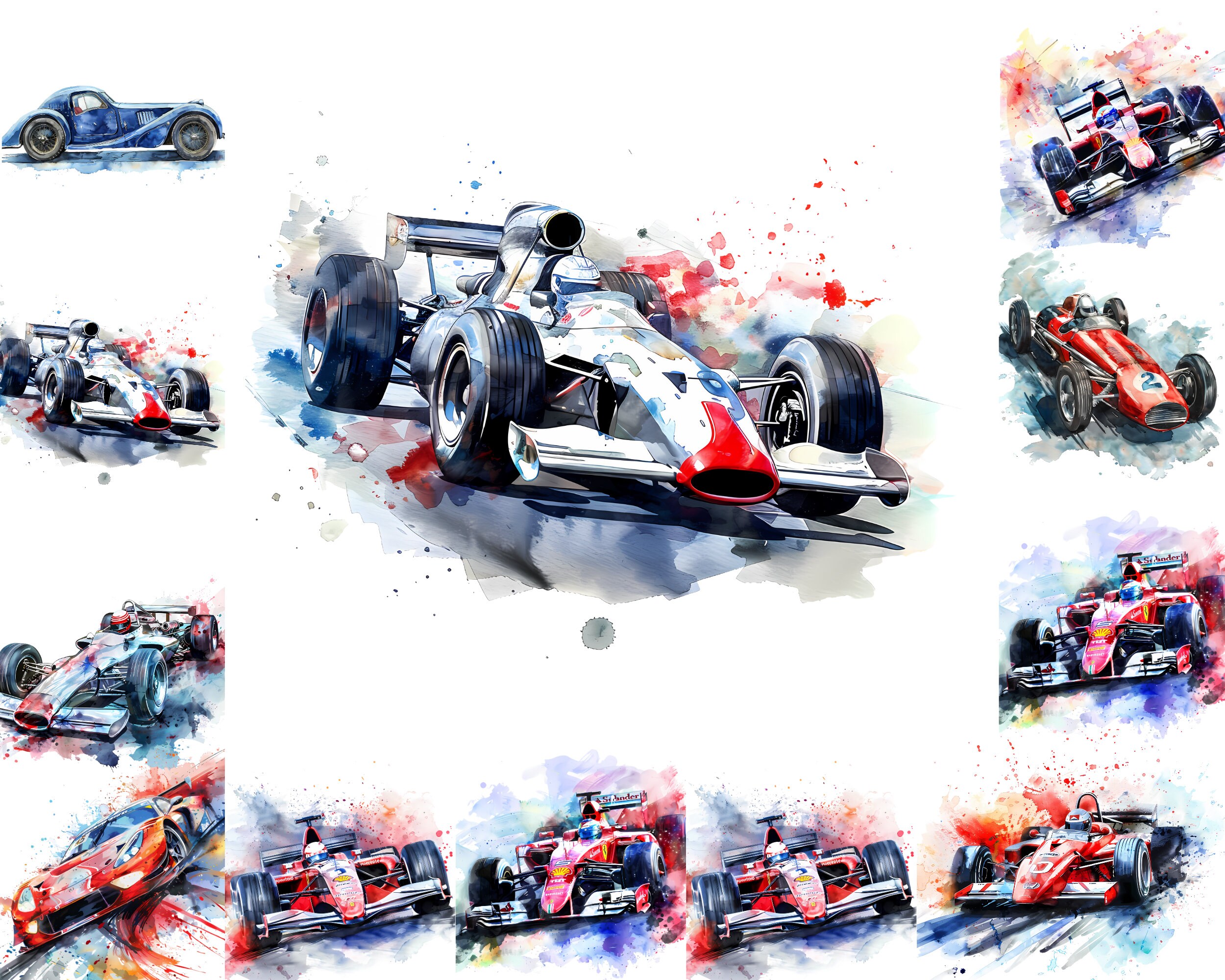 64 Watercolor Racing Car Images | 300 Dpi | Racing Invitation Png ...
