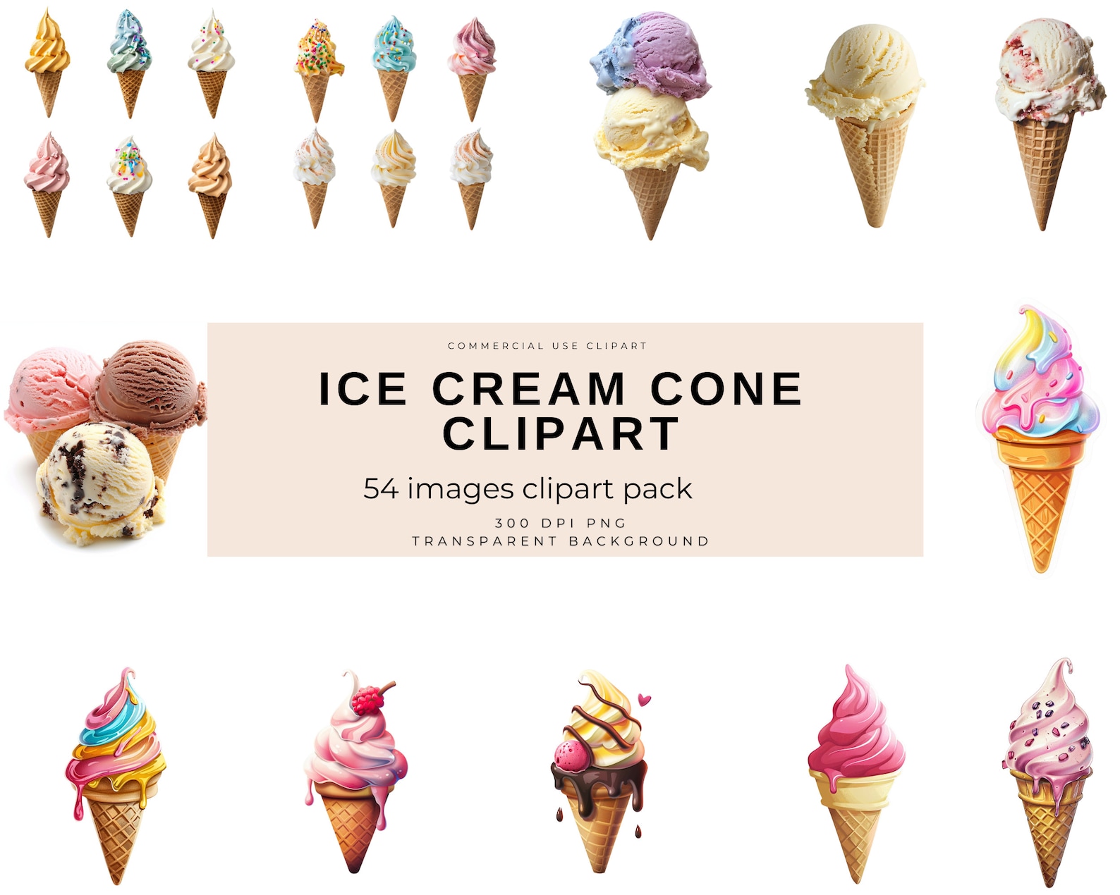 Ice Cream Clipart | Ice Cream Cone Clip Art | Summer Clipart | Ice ...