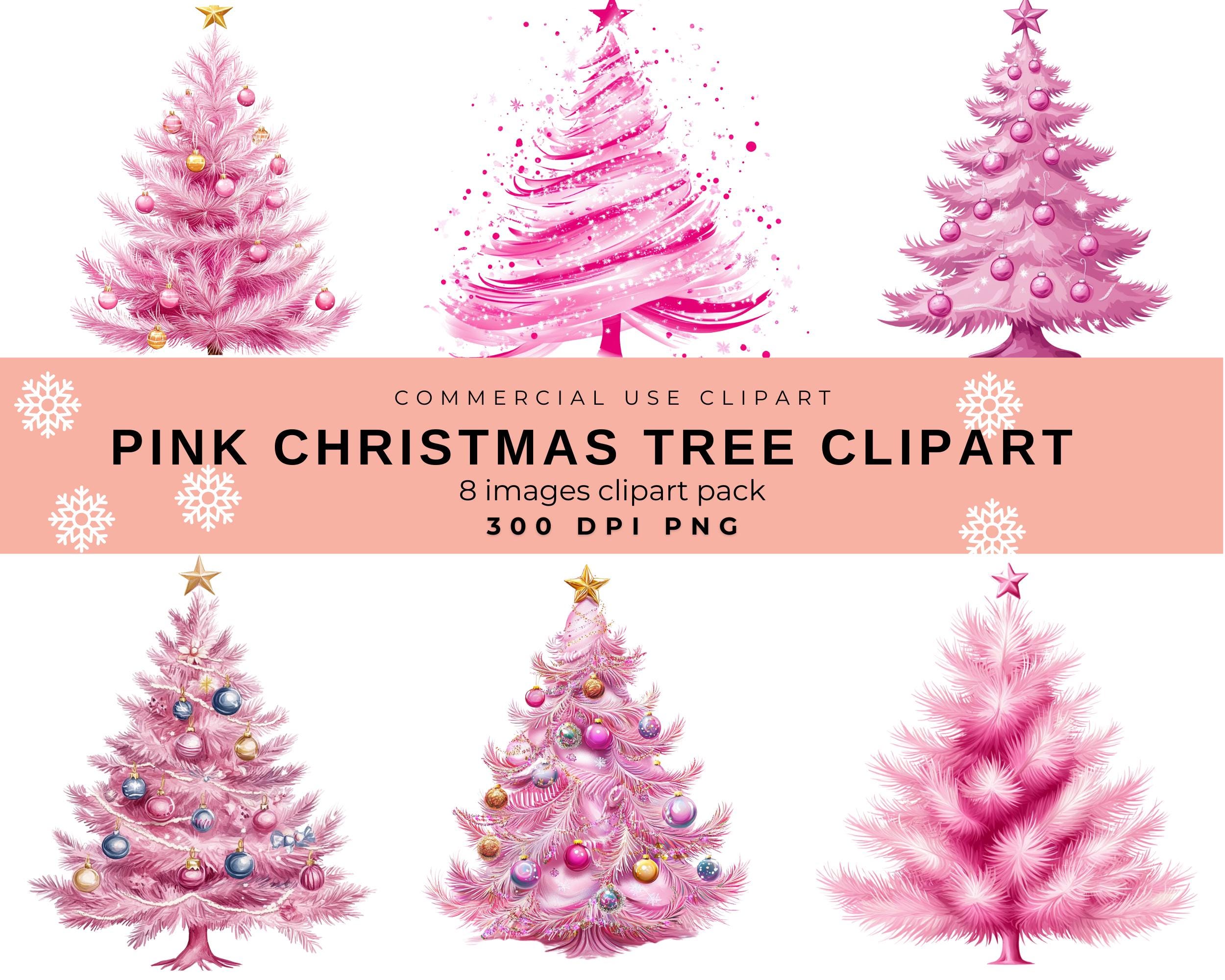 Pink Christmas Tree Clipart Bundle | 15 Winter Trees PNG Clipart ...