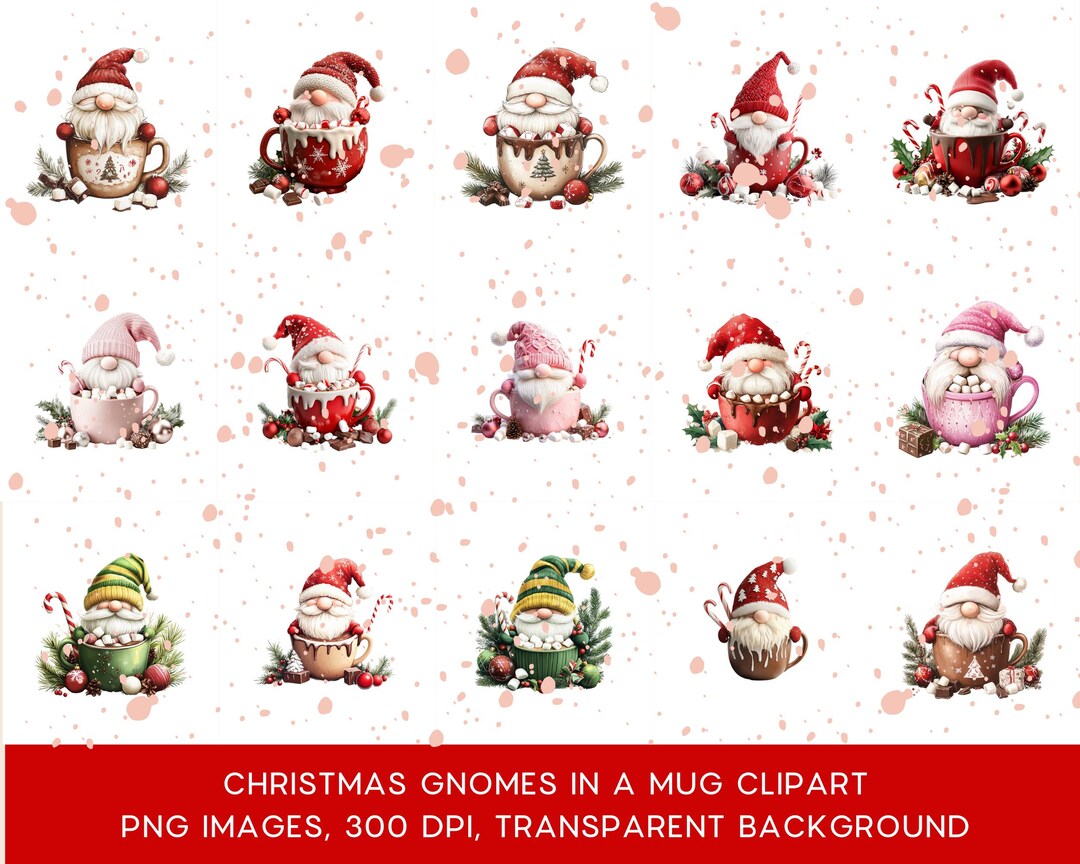 Watercolor Hot Cocoa Gnomes Clipart - Cute Christmas Gnome PNG ...