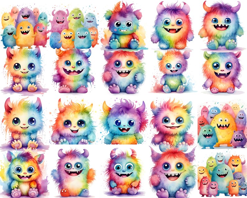 Monster Clipart | Cute Monster | Pocket Monsters | Monster Bundle ...