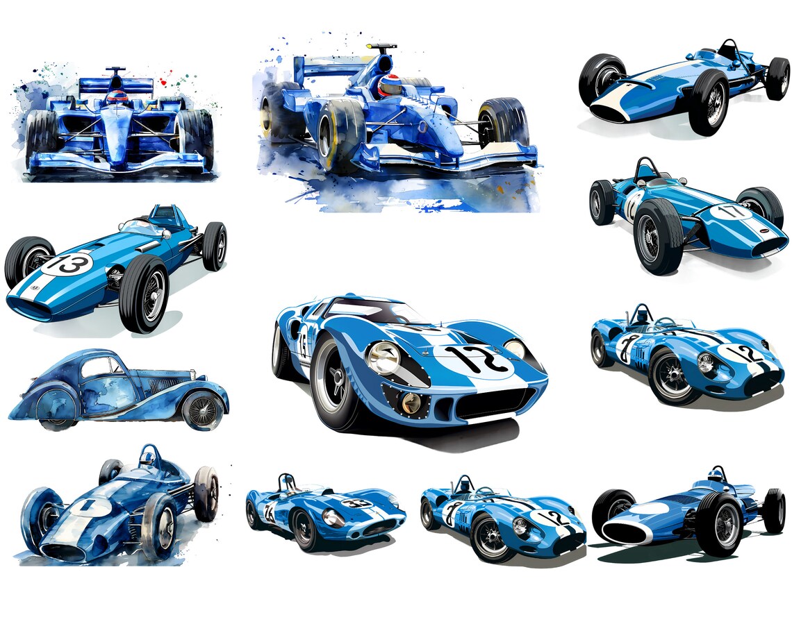 Vintage Racing Cars Bundle PNG | Race Car Clipart | Commercial Use ...