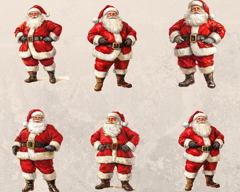 Watercolor Santa Claus Clipart - 8 PNG Christmas Graphics - Digital ...