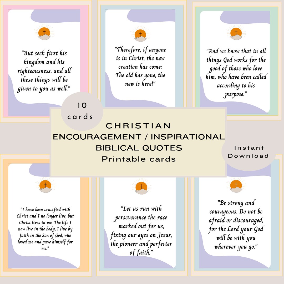 Bible Inspiration Quote Printable Cards | Christian Motivation Quotes ...