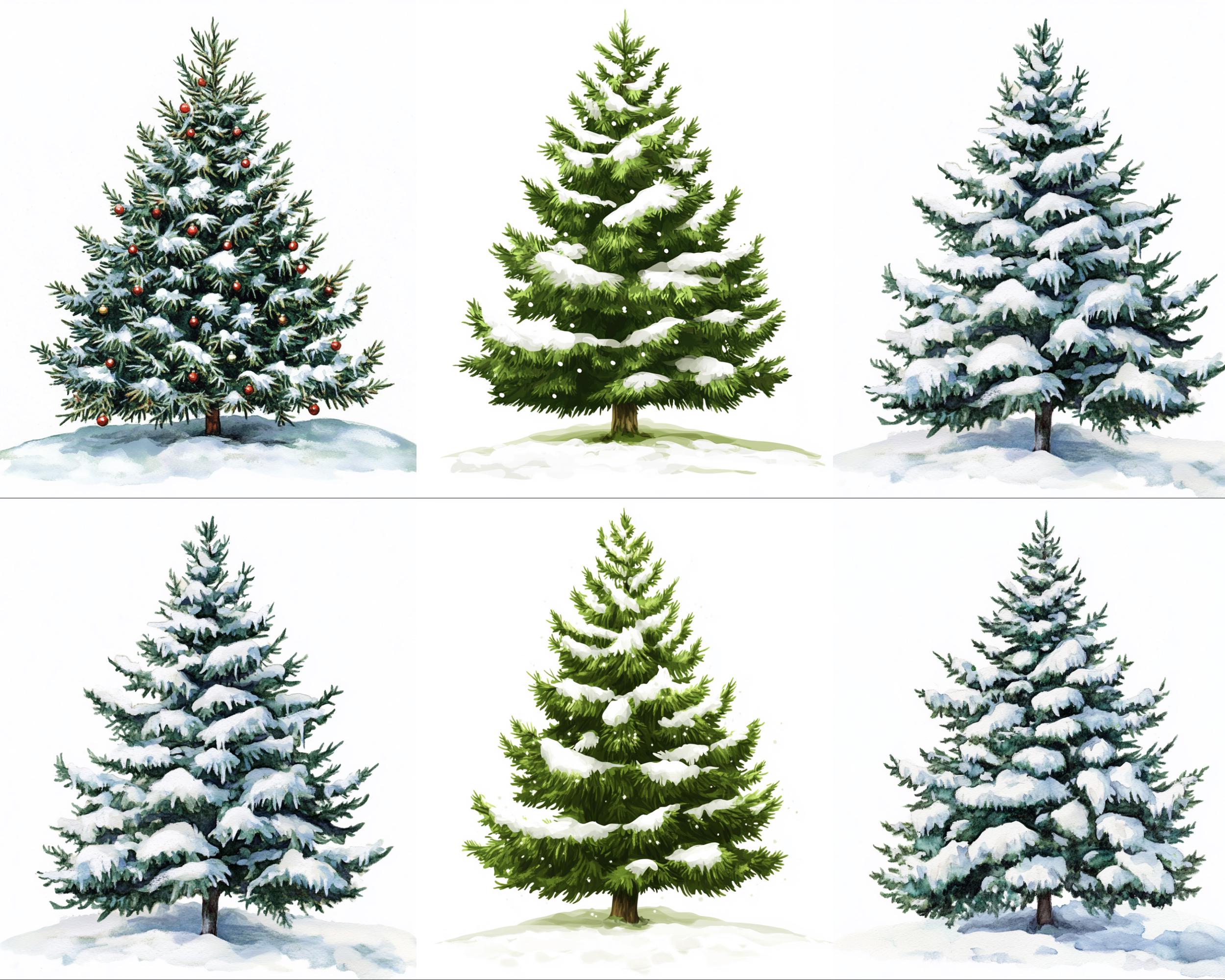 Snowy Christmas Tree Clipart Bundle | 15 Winter Trees PNG Clipart ...