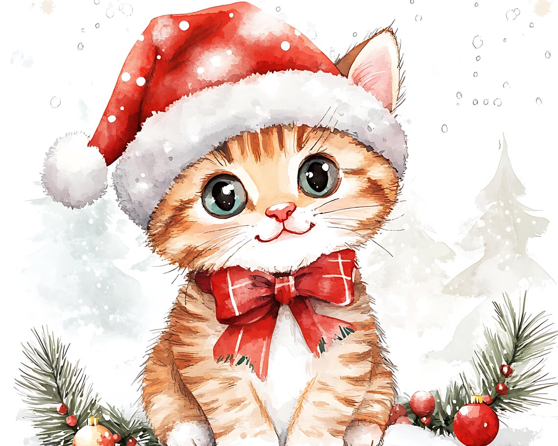 Christmas Cats | Digital Download | Transparent Background | Xmas Cat ...
