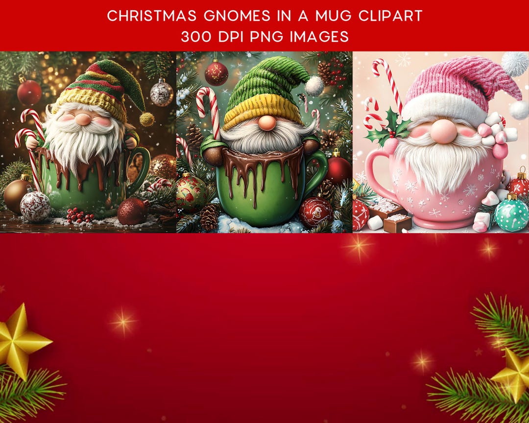 Watercolor Hot Cocoa Gnomes Clipart - Cute Christmas Gnome PNG ...