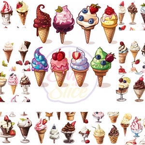 Ice Cream Clipart | Summer Holiday Pngs | Card Making | Cones and ...