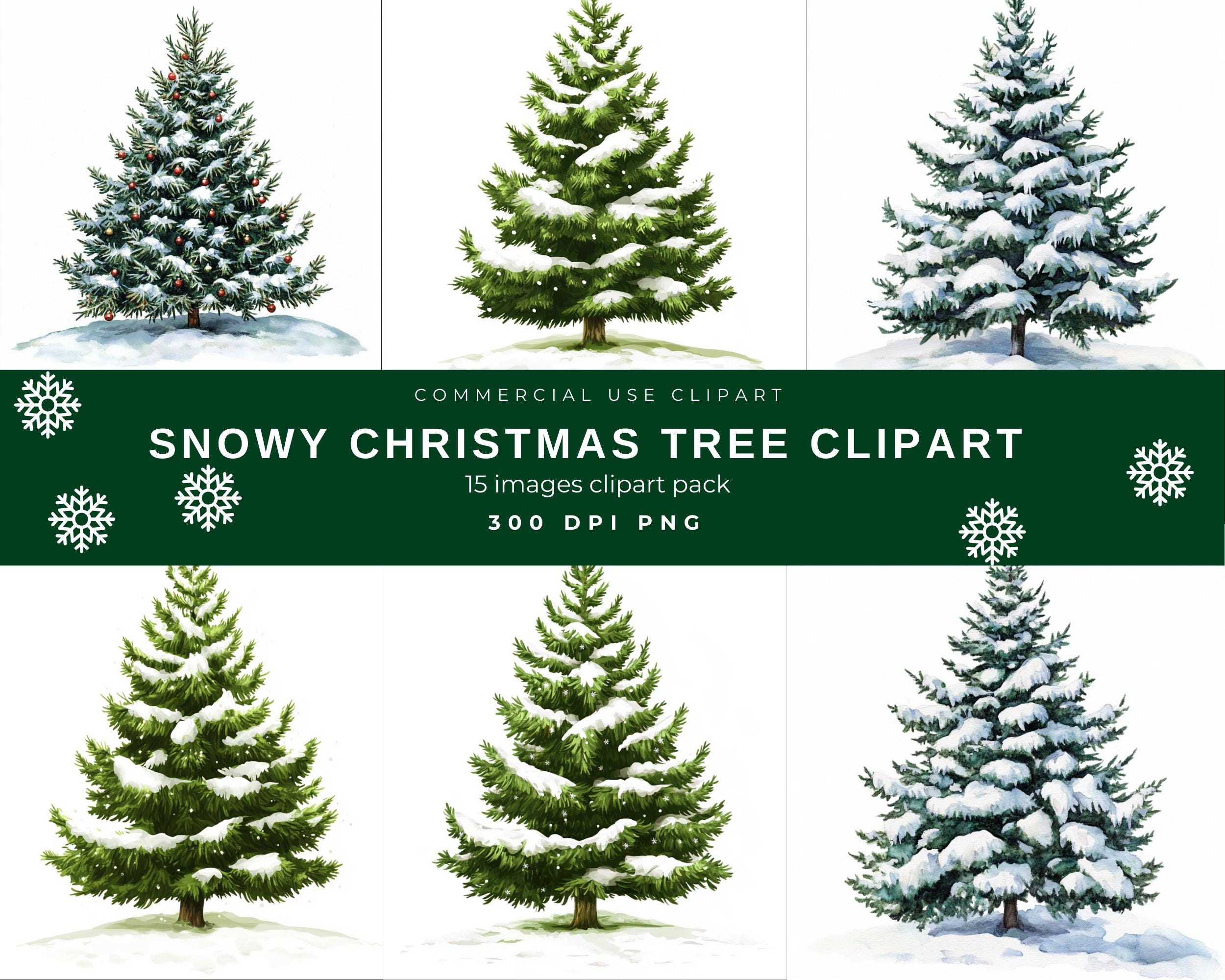 Snowy Christmas Tree Clipart Bundle | 15 Winter Trees PNG Clipart ...