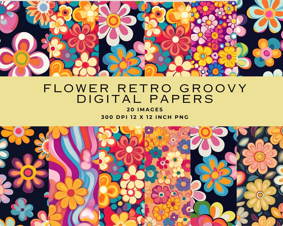 Retro Digital Paper | Floral Background | Retro Seamless Files | Floral ...