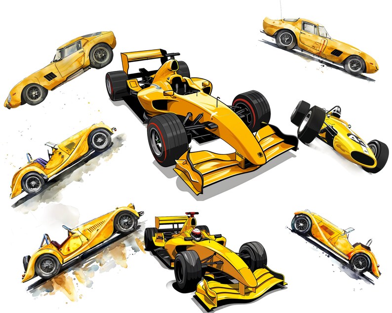 Race Car Clipart | Car Show Stencil | Racing Birthday Party | Retro ...