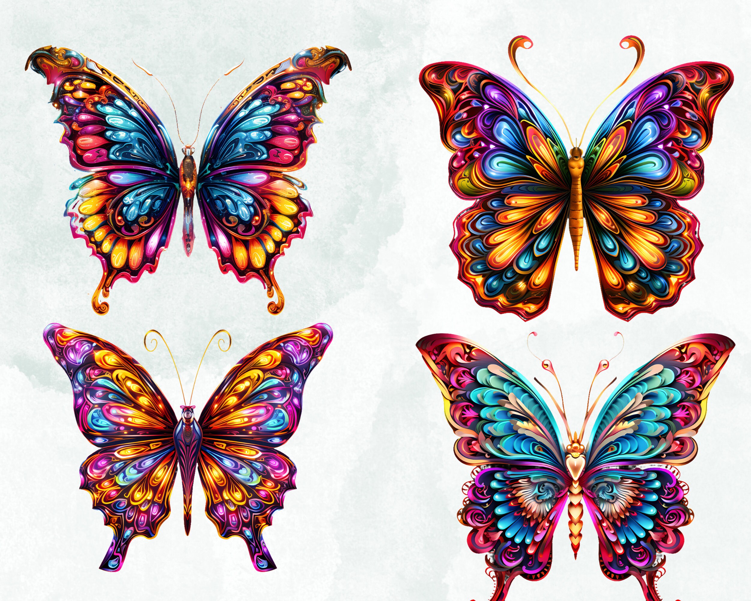Neon Butterfly Png | Sublimation Design | Neon Butterflies Wrap for ...