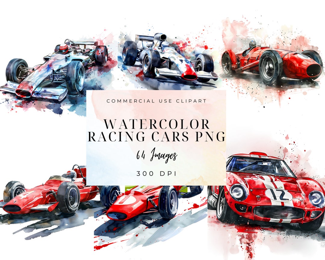 64 Watercolor Racing Car Images | 300 Dpi | Racing Invitation Png ...