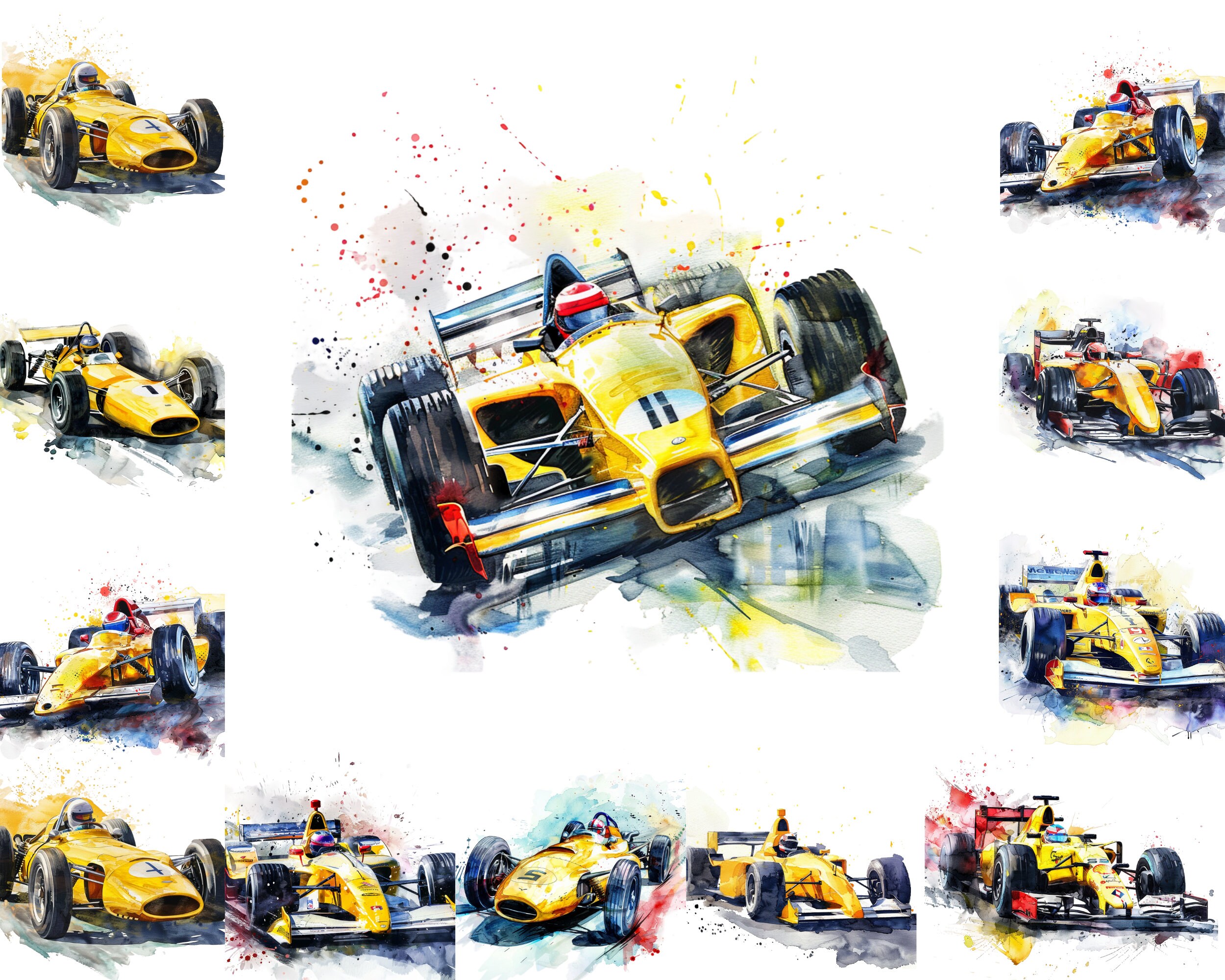 64 Watercolor Racing Car Images | 300 Dpi | Racing Invitation Png ...