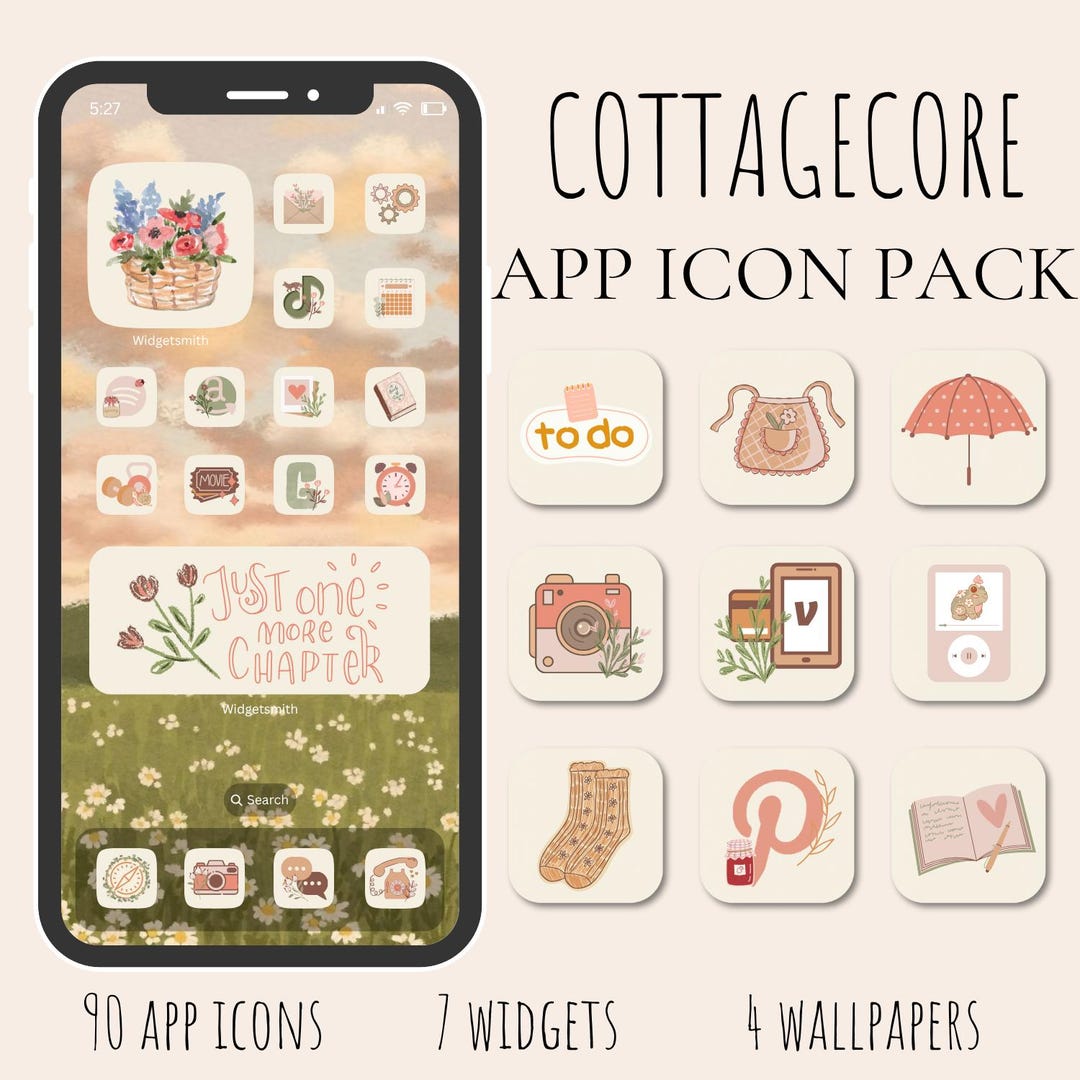 Cottagecore App Icons Ios 17 & 16 | Aesthetic iPhone Theme Pack ...