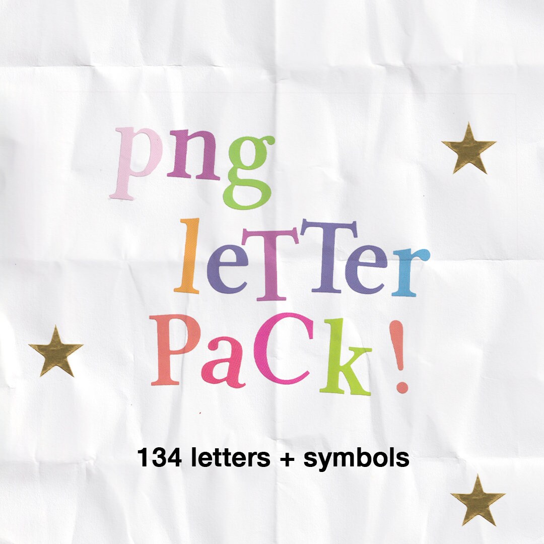 Cute Printable Digital Sticker PNG Alphabet Pack, 134 Multicoloured ...