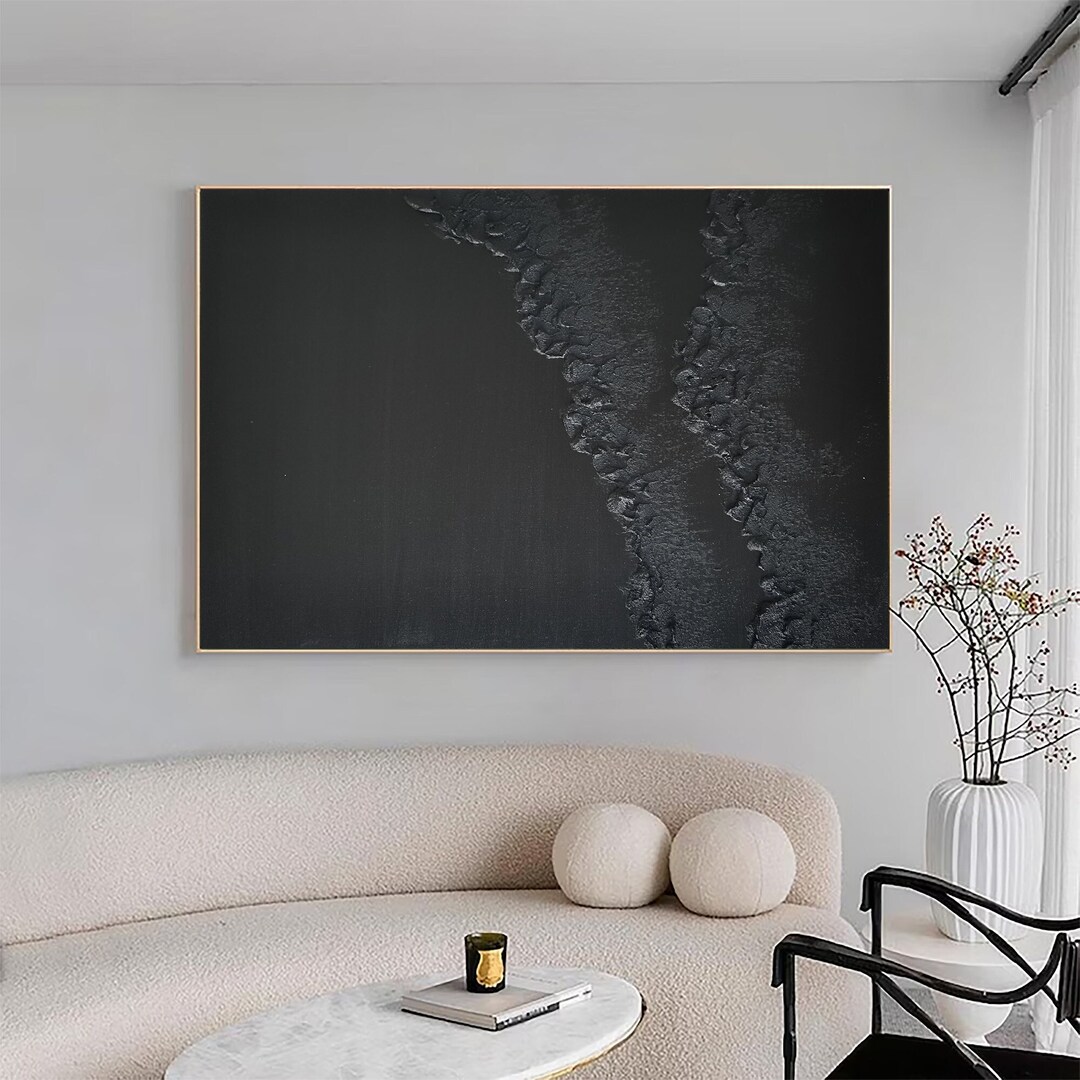 Black 3D Abstract Painting Black 3D Textured Painting Black 3D ...