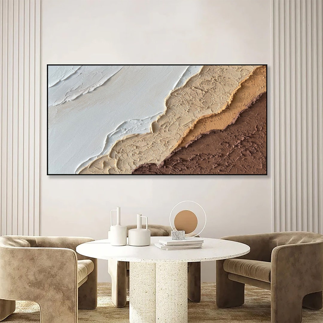 Textured Ocean Painting on Canvas, 3D Earth Tone Waves Art - Etsy