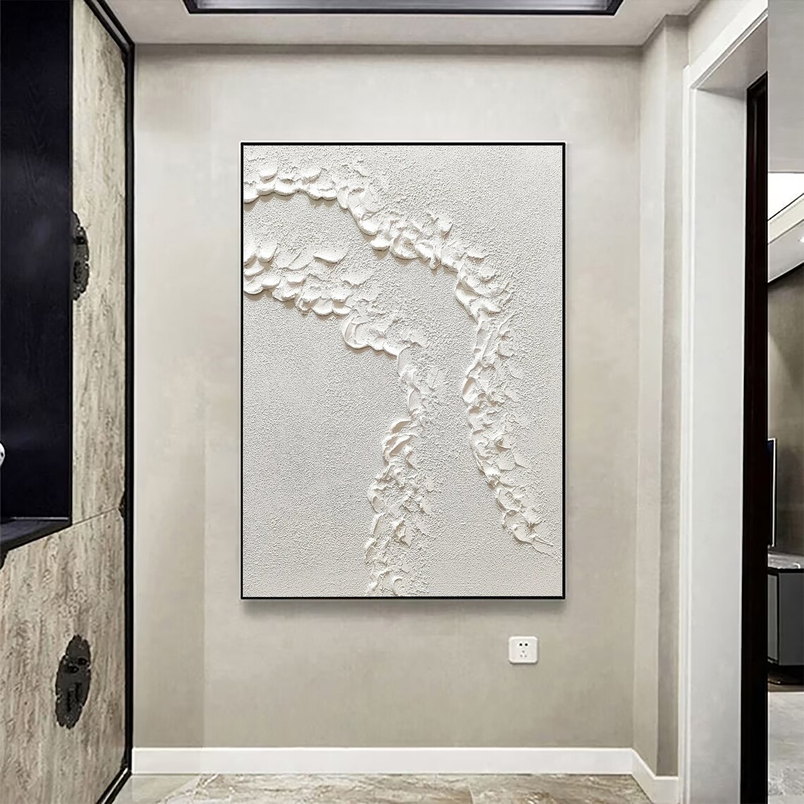 White Waves Abstract Painting White Wall Art White 3D Textured Art ...