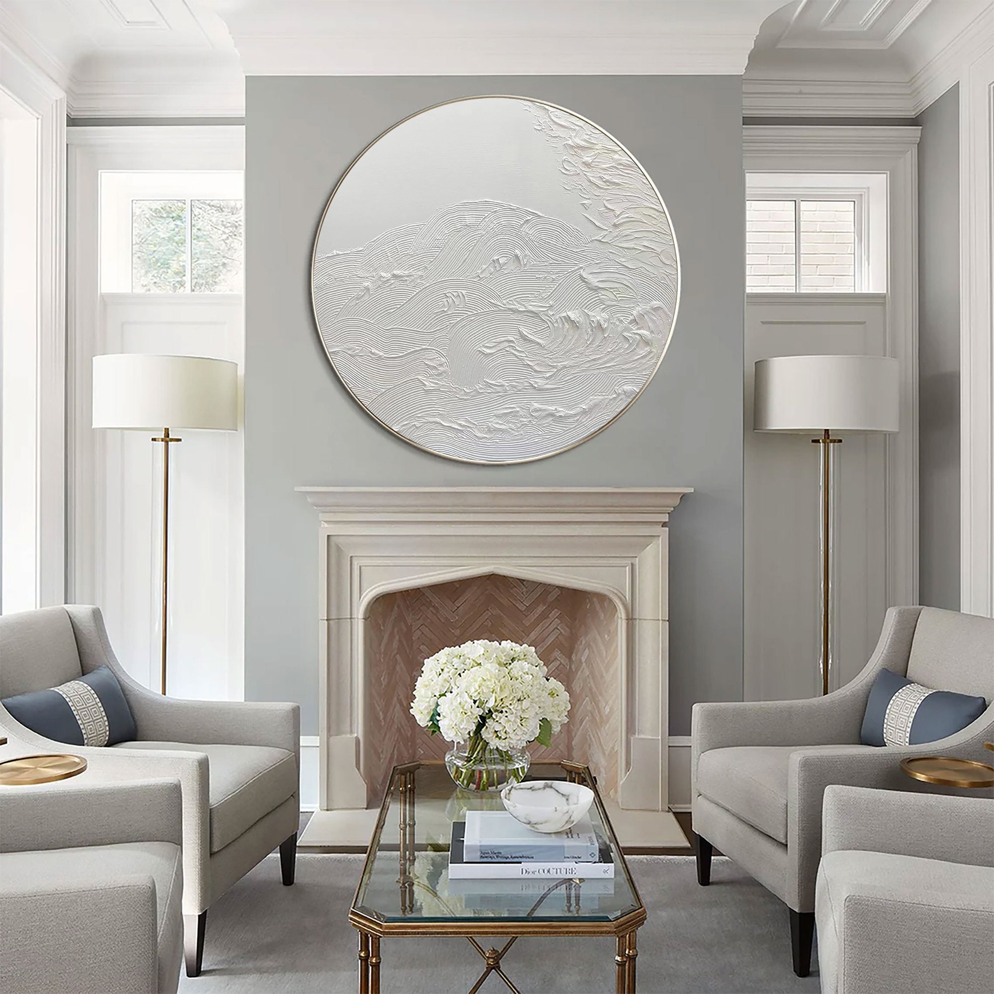 White Textured Art White Abstract Wall Art White Circle Abstract ...