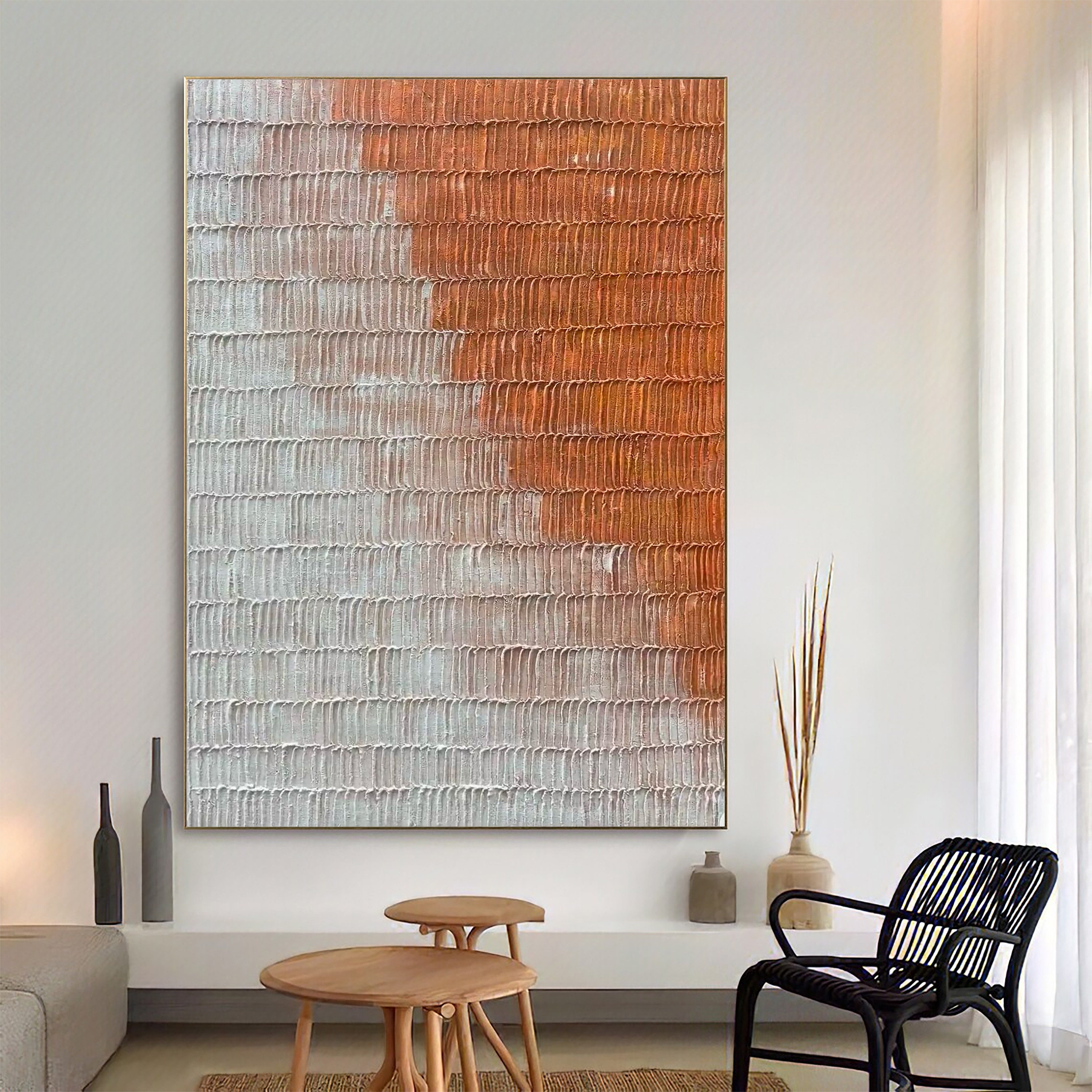 Earth Tone Wall Art Terracotta Abstract Painting Orange Wall Art 3D ...