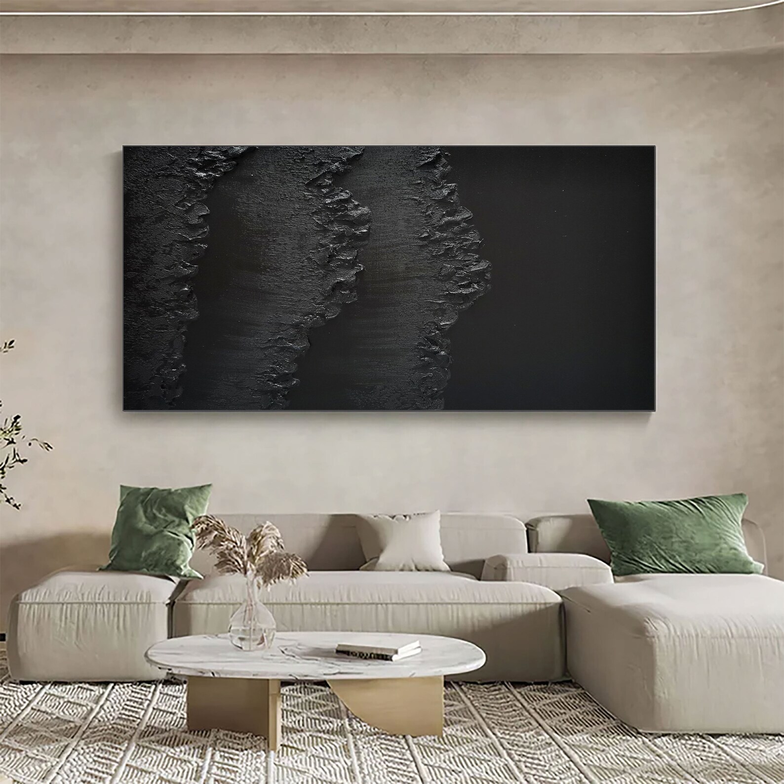 Black 3D Abstract Painting Black 3D Textured Painting Black 3D ...