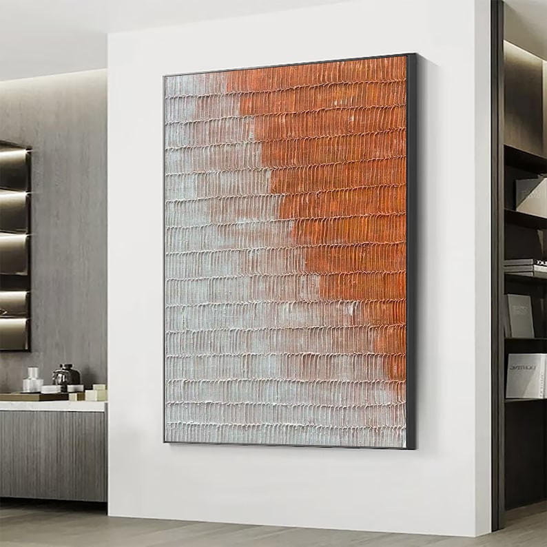 Earth Tone Wall Art Terracotta Abstract Painting Orange Wall Art 3D ...
