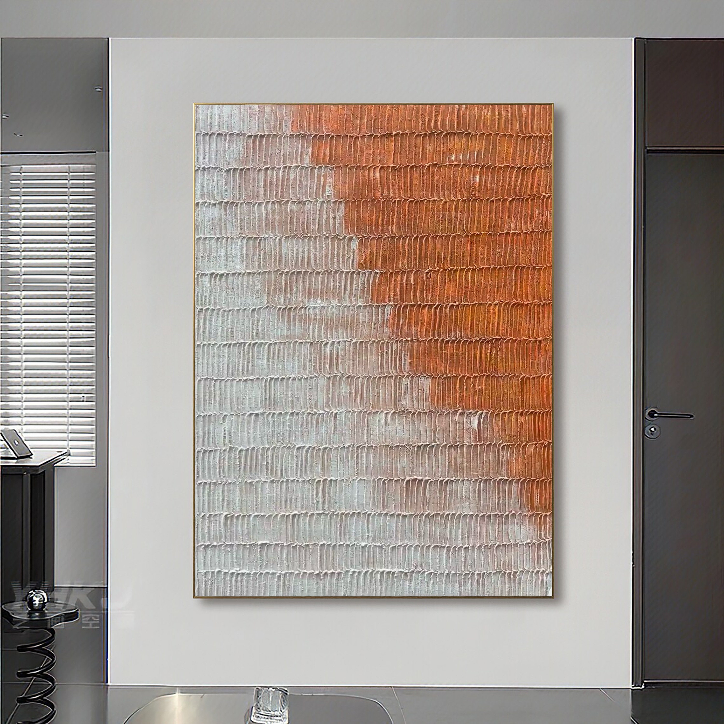 Earth Tone Wall Art Terracotta Abstract Painting Orange Wall Art 3D Texture Painting Heavy ...