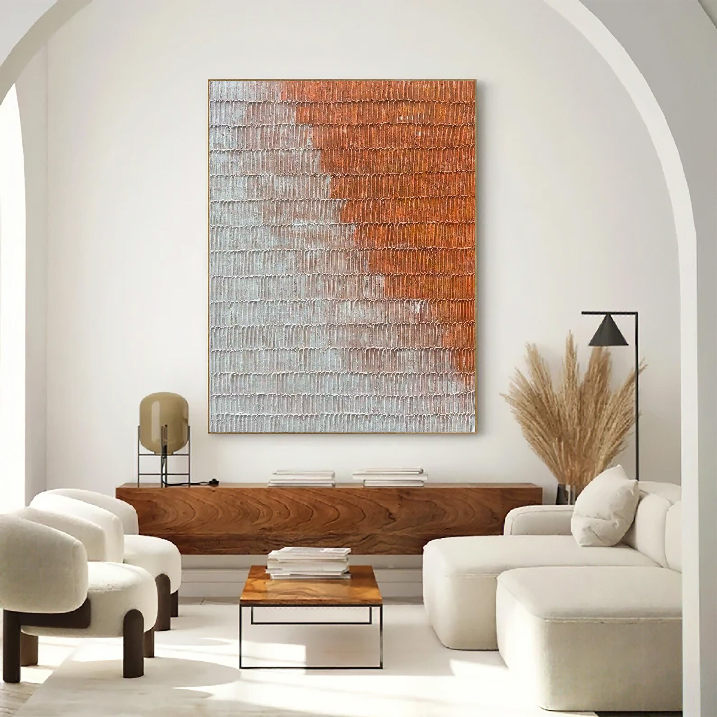 Earth Tone Wall Art Terracotta Abstract Painting Orange Wall Art 3D ...