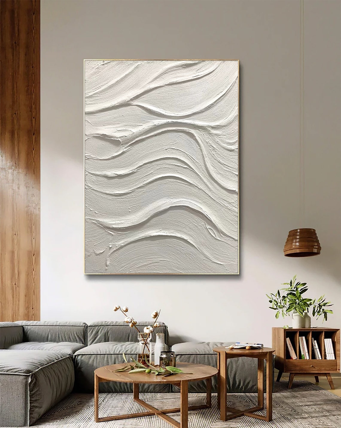 White 3D Textured Painting 3D Minimalist Painting Large White Abstract Painting White Minimalist ...