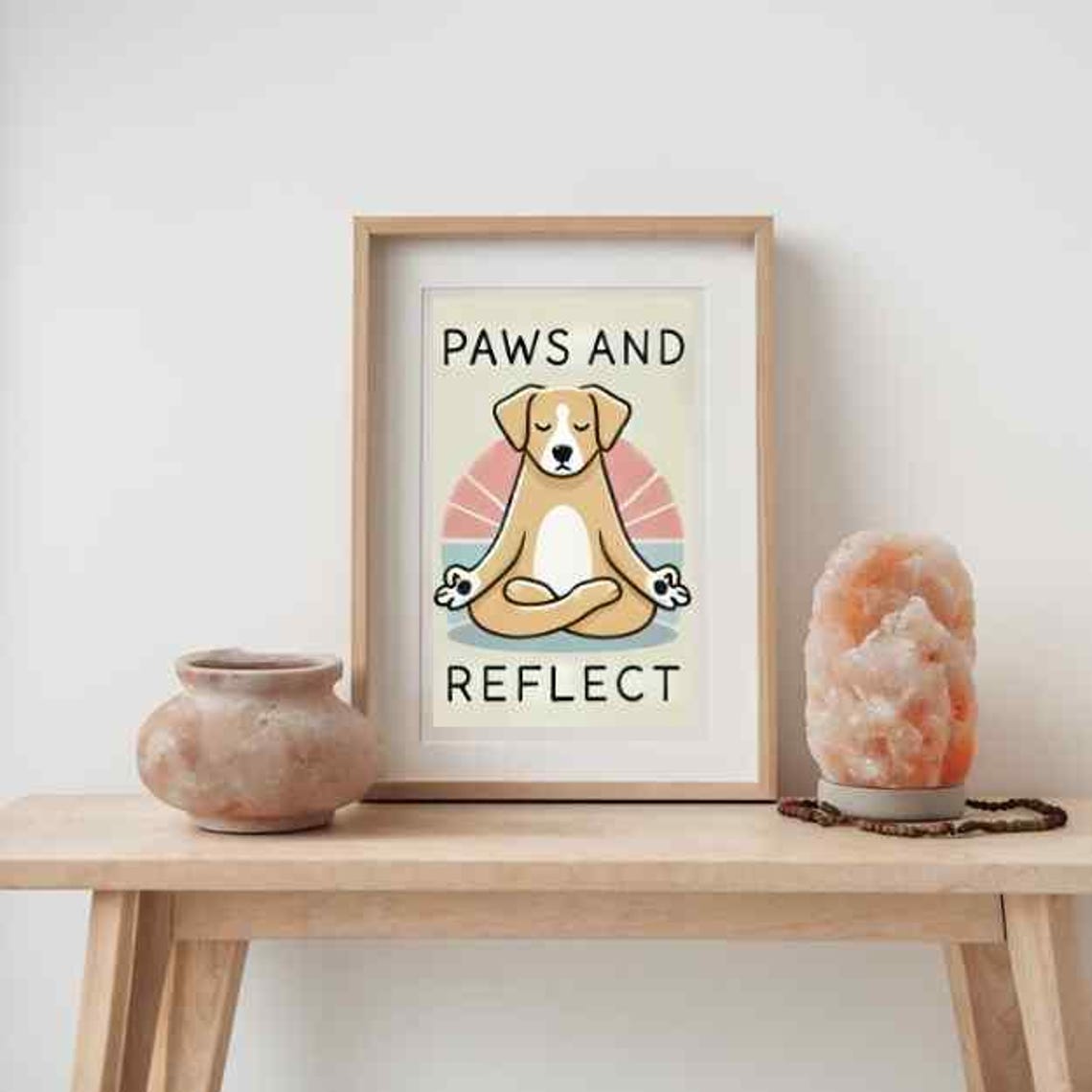 Calming Meditating Dog Digital Poster, Whimsical Yoga Wall Art ...