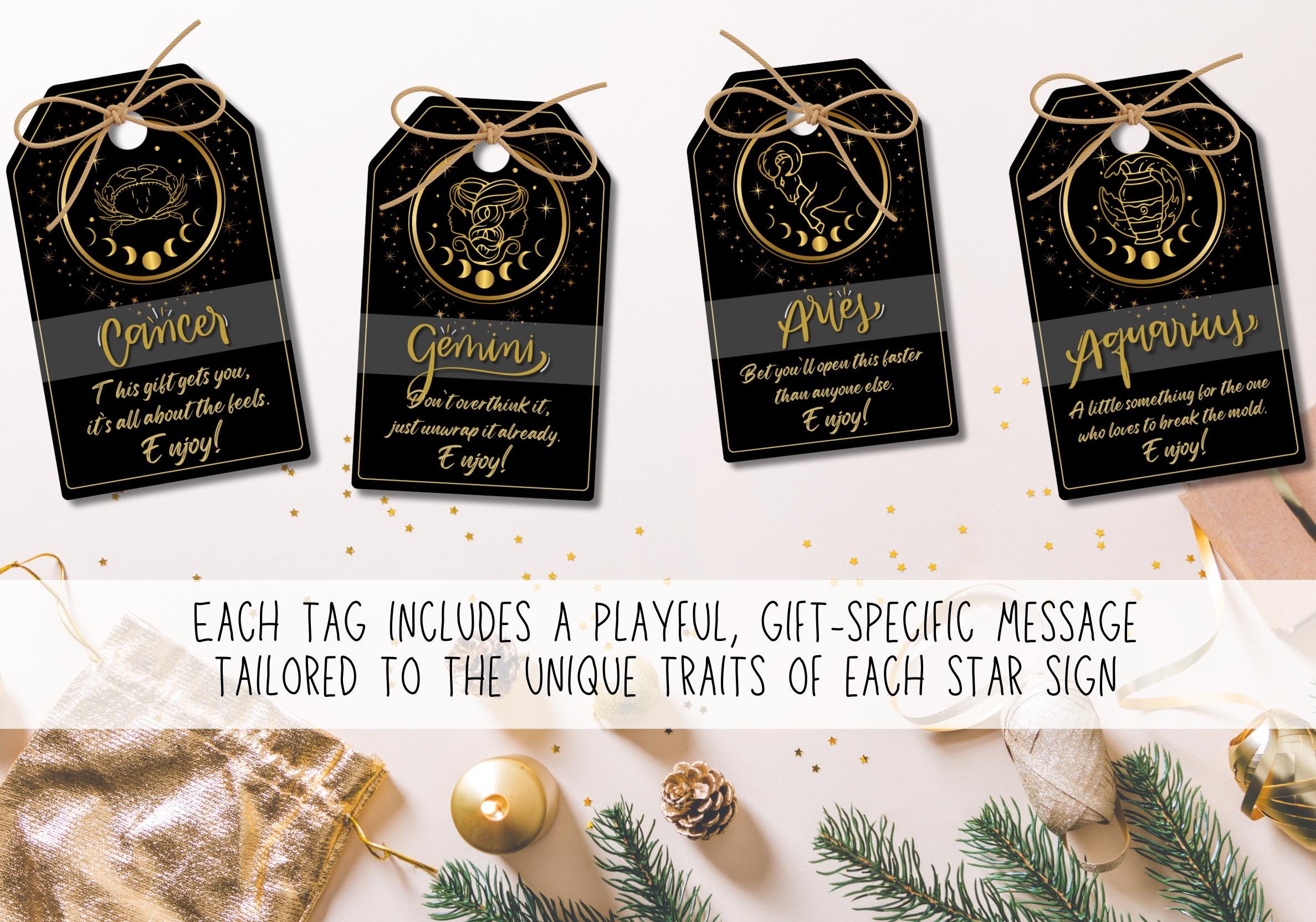Zodiac Gift Tags Printable, Astrology-themed Digital Tags, Celestial ...