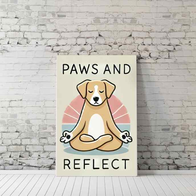 Calming Meditating Dog Digital Poster, Whimsical Yoga Wall Art ...