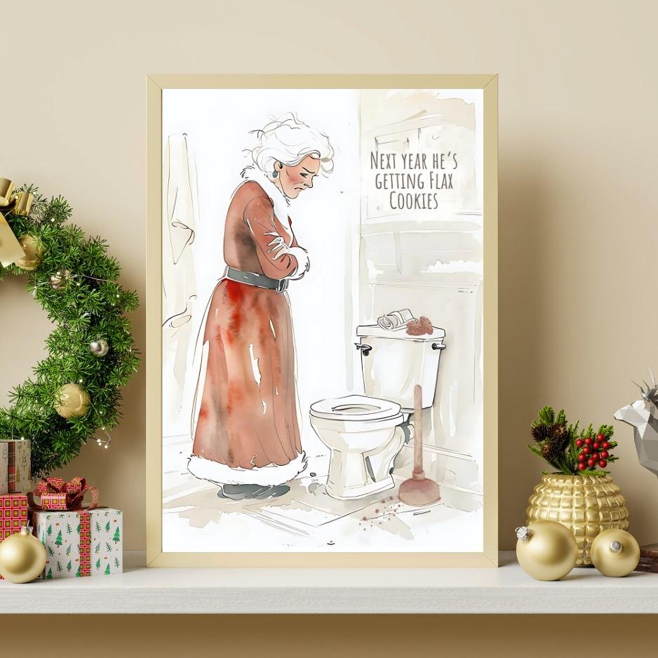 Whimsical Mrs. Claus Digital Art, Funny Holiday Bathroom Decor ...