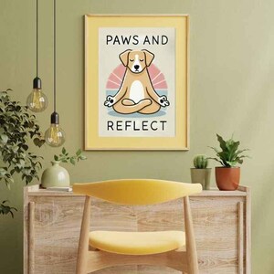 Calming Meditating Dog Digital Poster, Whimsical Yoga Wall Art ...