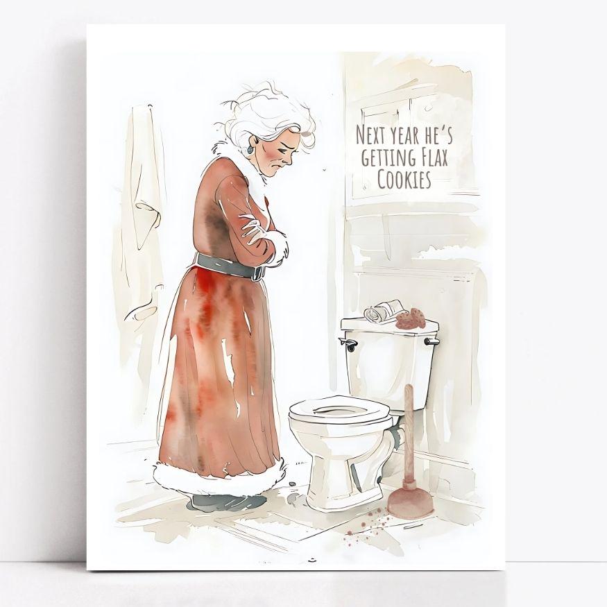 Whimsical Mrs. Claus Digital Art, Funny Holiday Bathroom Decor ...