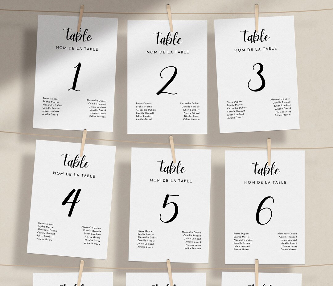 SARAH - Numéros Et Plan De Table Mariage - Minimaliste, Romantique ...