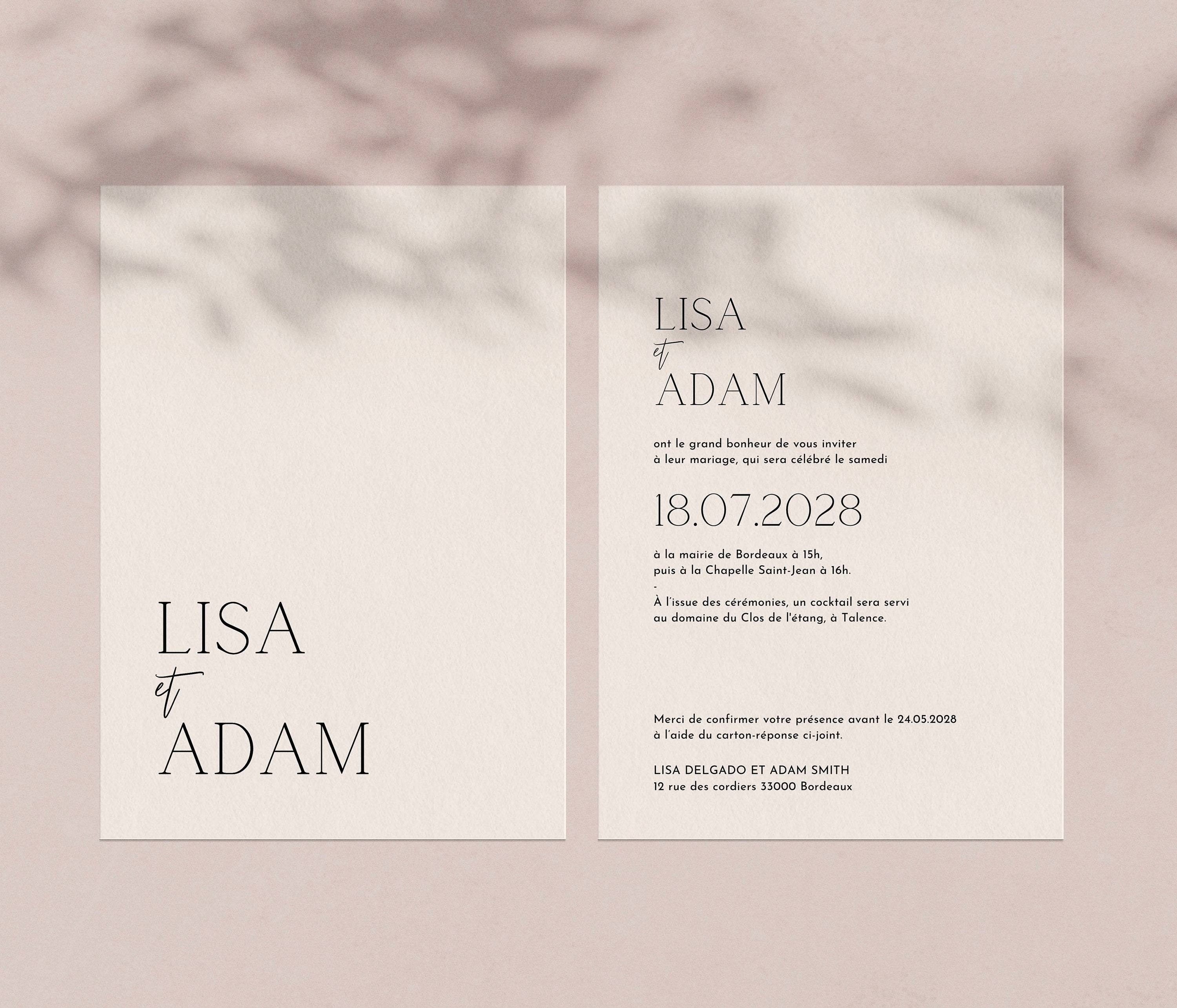LISA Wedding Invitation Minimalist, Retro, Elegant Canva Template - Etsy