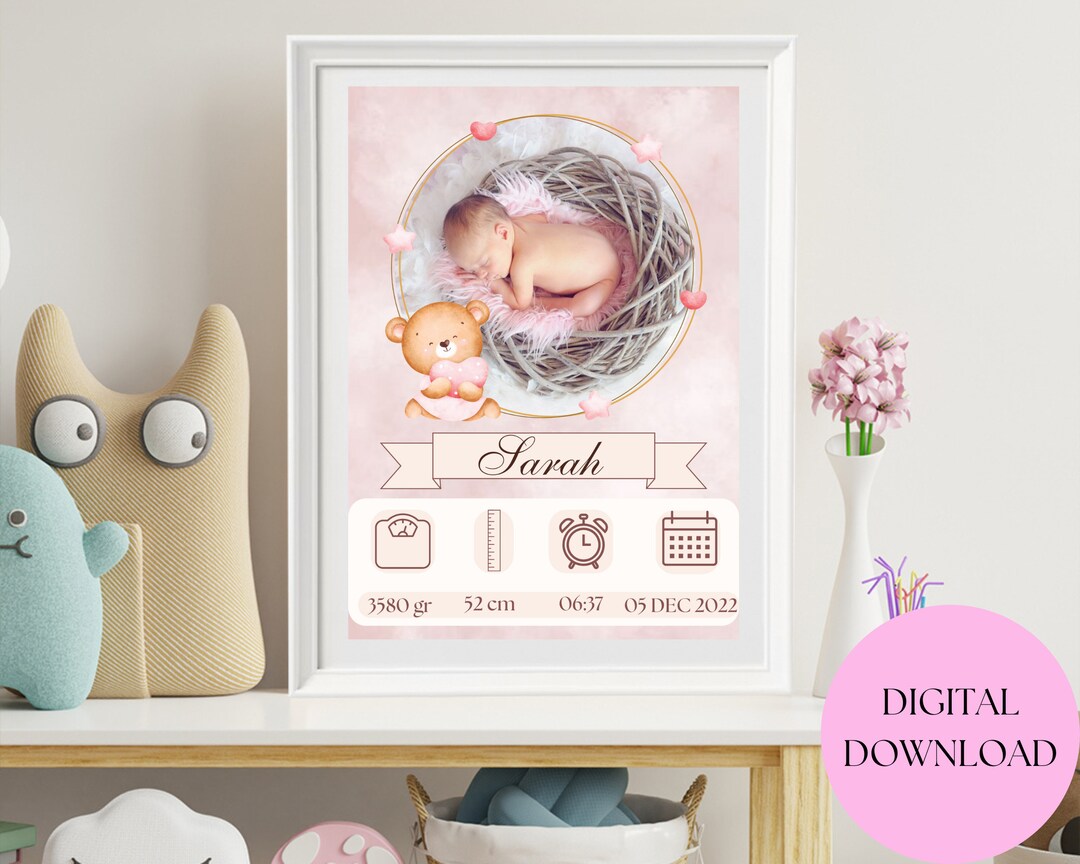 Printable Birth Stats Sign,birth Announcement Poster,newborn Stats Sign ...