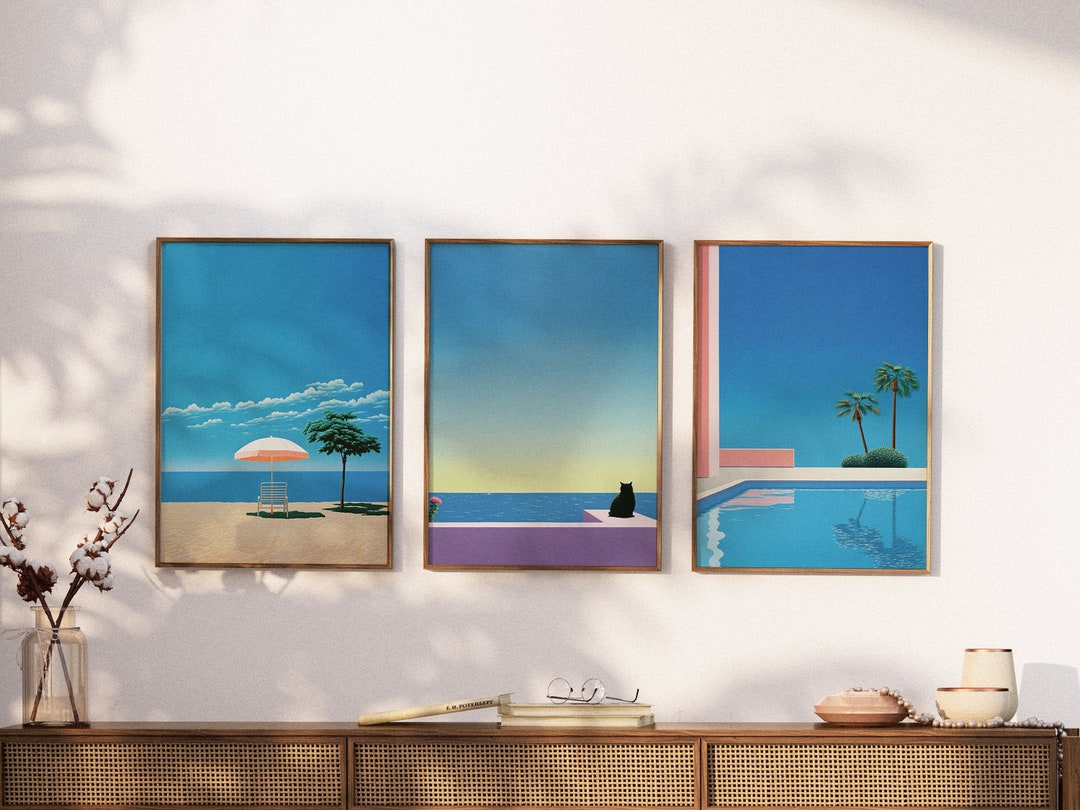 Minimalist Wall Art Set of 3 Beach Print Poster Beach Decor Ocean ...