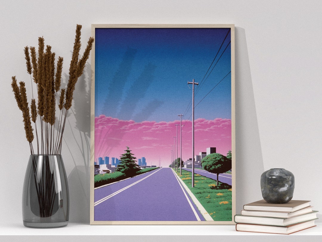 Retro Japanese Art Print: Surreal Cityscape Wall Decor (digital ...