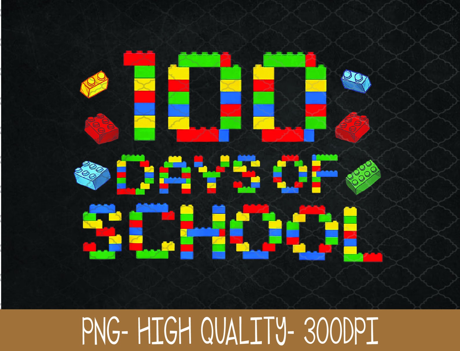 Brick Builder Fun Blocks 100th Day of School PNG, Sublimation Design - Etsy
