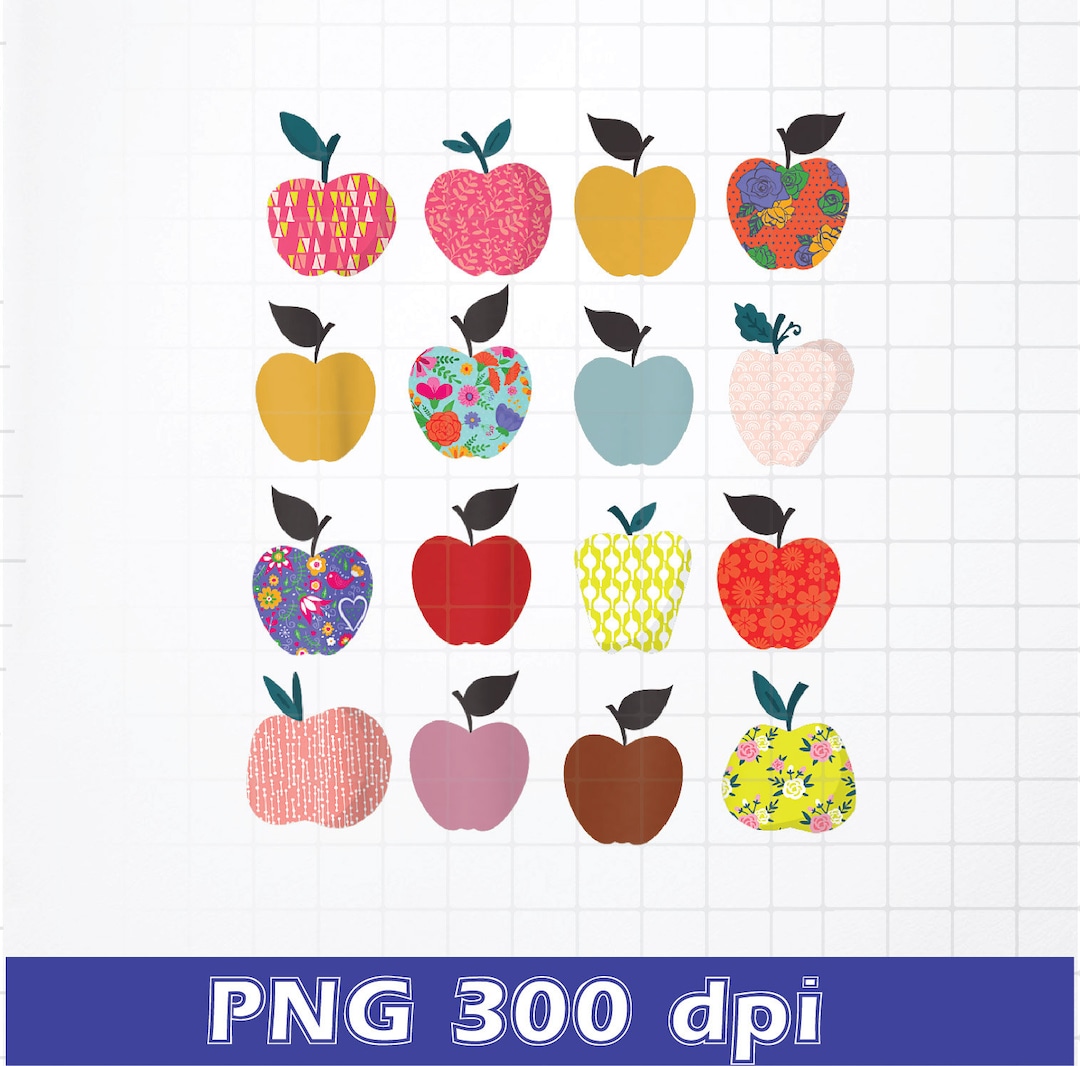 Folk Art Apples Back to School Teacher Png Design, Sublimation - Etsy